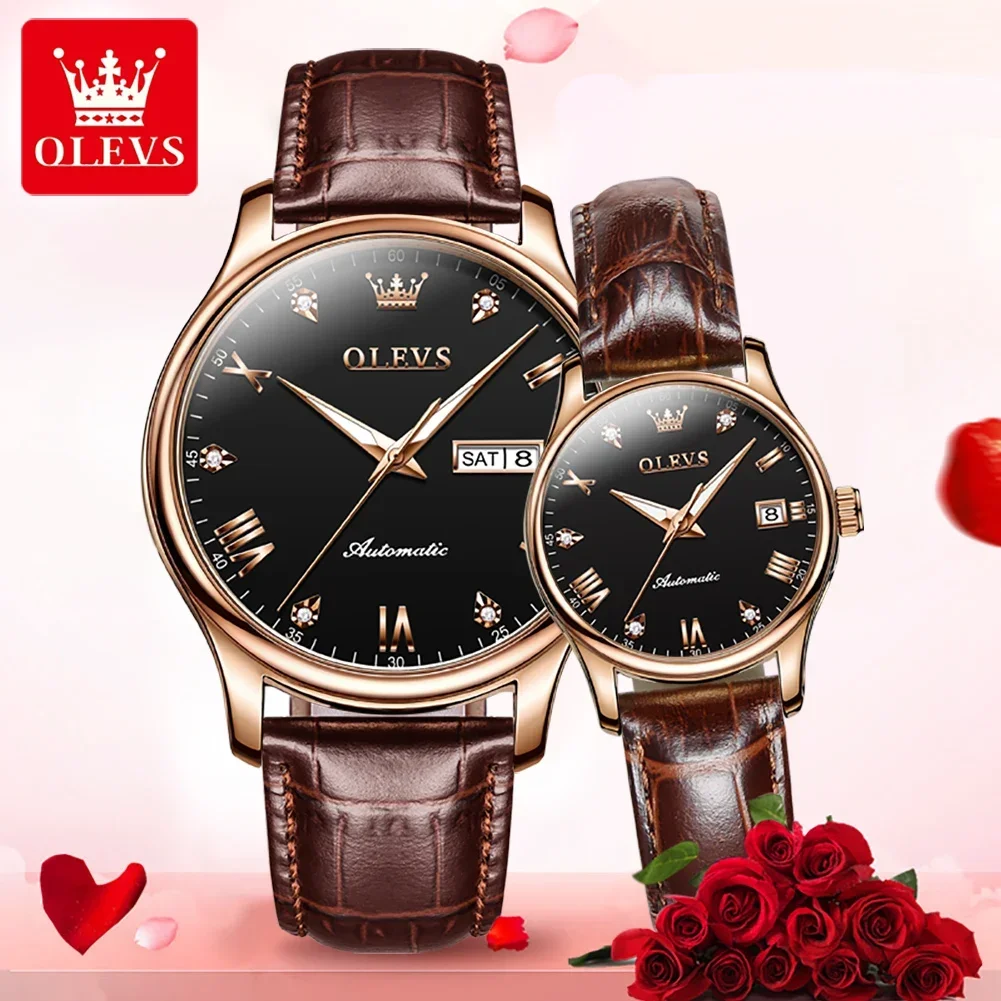 OLEVS-9932-Mechanical-Couple-Automatic-Watch-Leather-Luxury-Hand-Clock ...