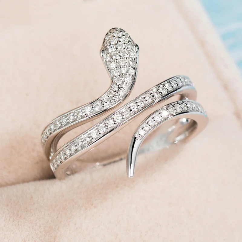 Trendy-Animal-Snake-Rings-for-Women-Crystal-Cubic-Zirconia-Ring-Bride ...