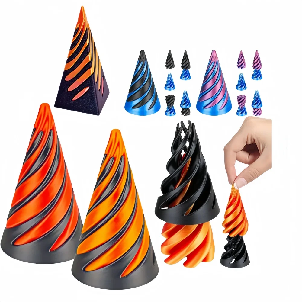 3D-Printed-Spiral-Cone-Toy-Impossible-Pyramid-Crossing-Sculpture ...