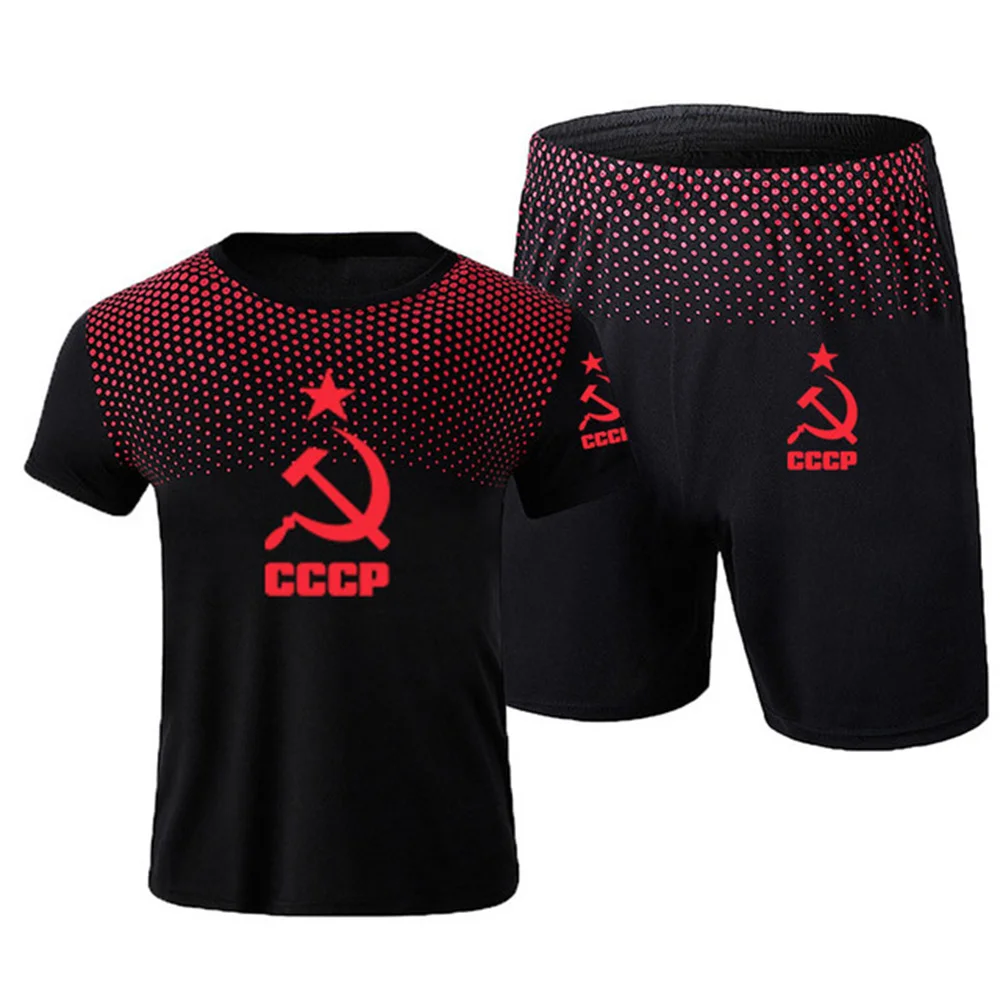 New-Summer-Men-s-T-shirt-shorts-two-piece-suit-CCCP-car-logo-print ...