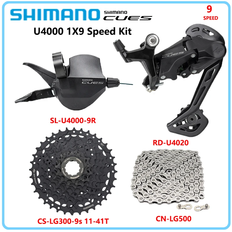 SHIMANO CUES U4000 1X9 Speed Groupset U4020 Rear Derailleurs Kit MTB Bike CN-LG500 Chain CS ...