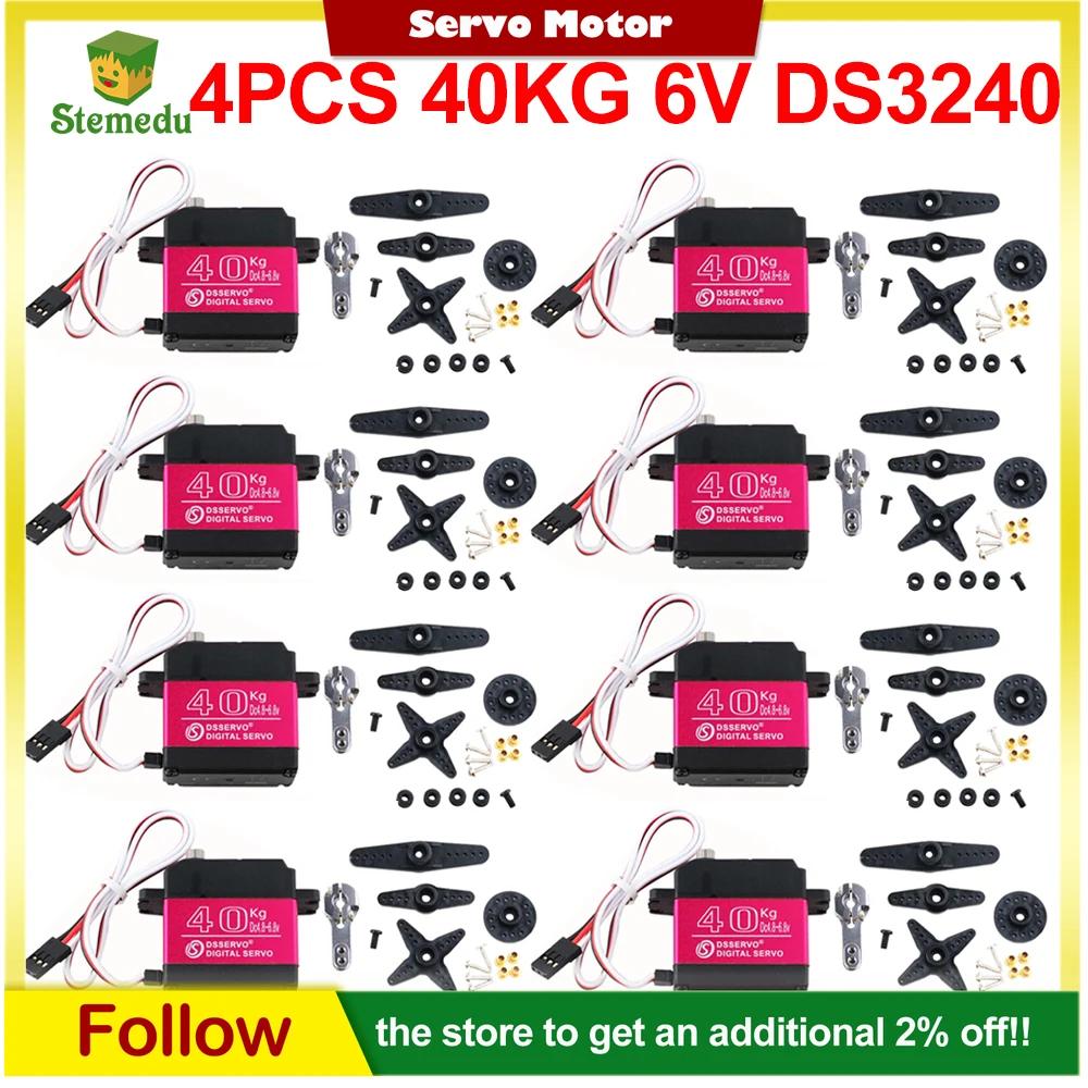 8PCS DS3240 40KG Digital Servo 25T Metal Gears Waterproof Servo Dual ...