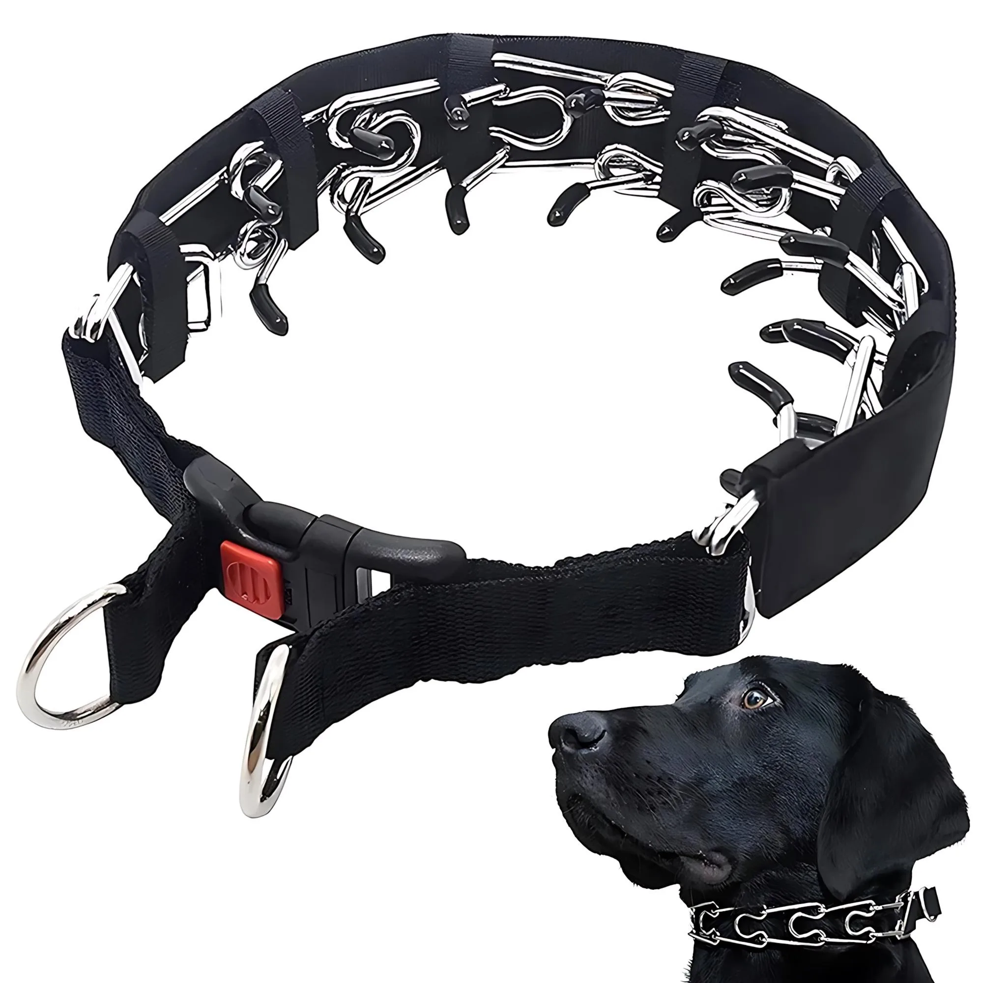 Dog Prong Training Collar - Choke Pinch Collar with Rubber Comfort Tips ...