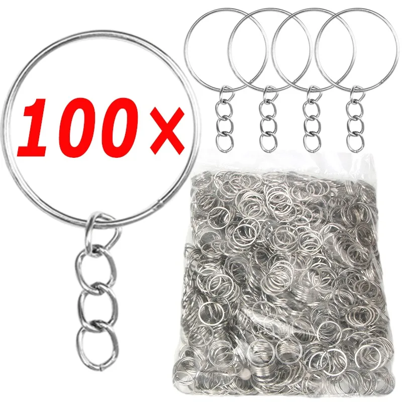 50-100pcs-Metal-Blank-Keyring-Split-Rings-Keyfob-Key-Rings-Lobster ...