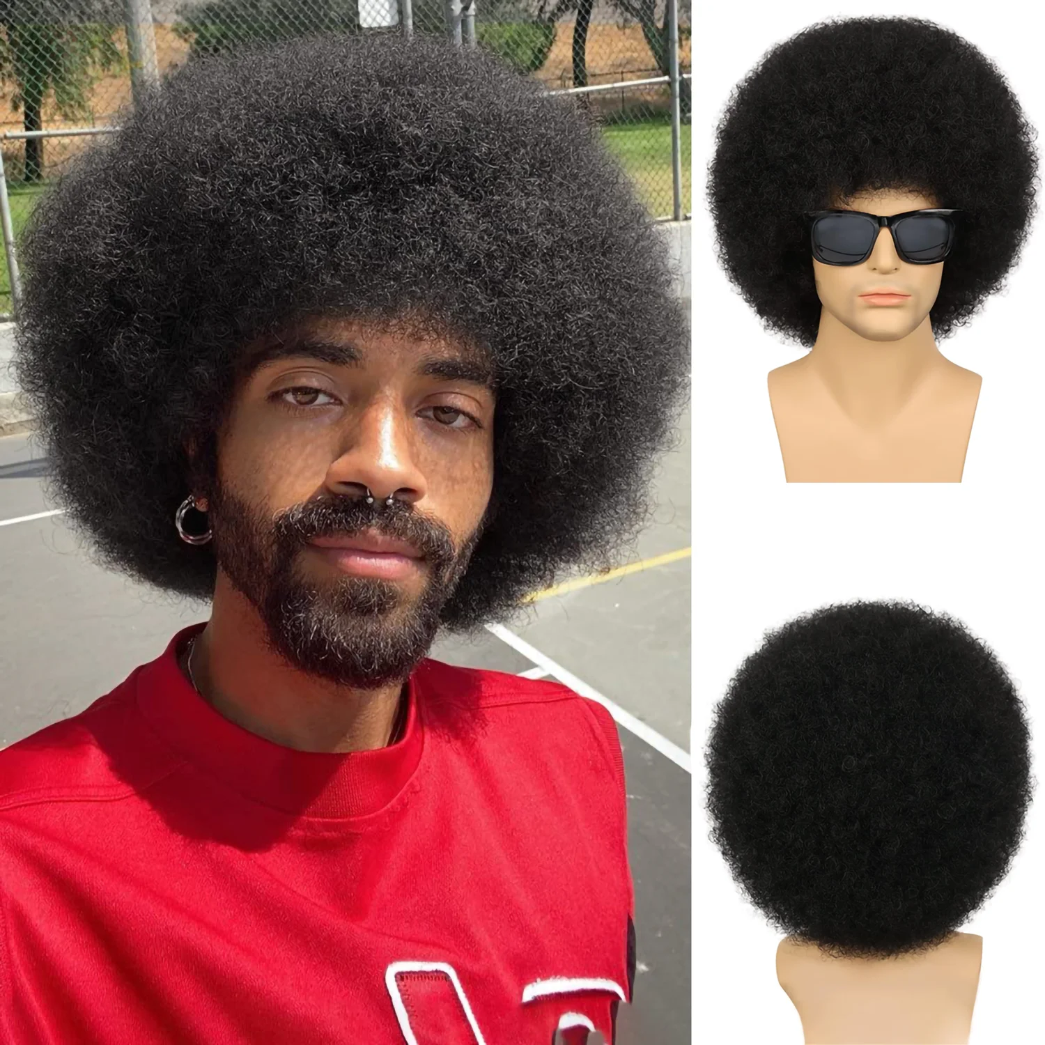 Fluffy-Afro-Men-Wigs-Short-Kinky-Curly-Wig-Synthetic-Men-Wig-Men-Women ...