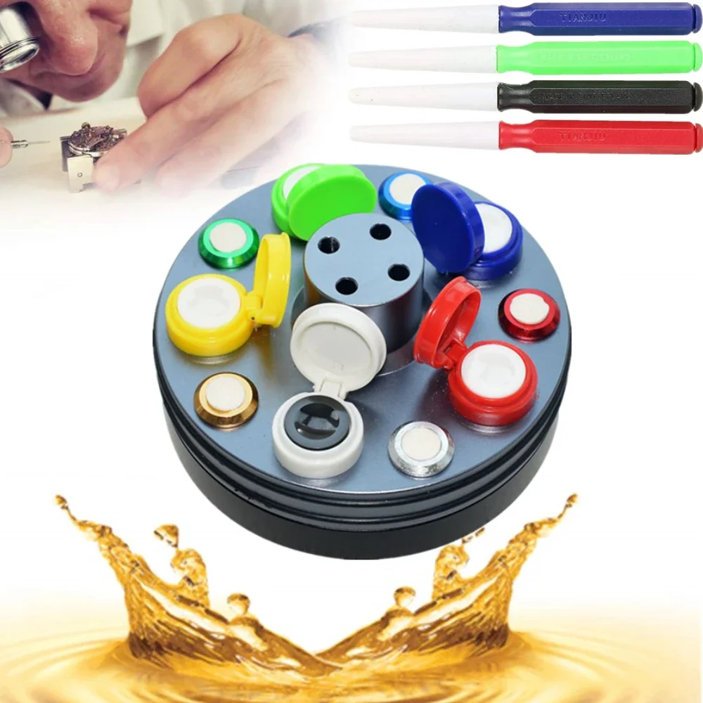 Die-Cast-Round-Watch-Maintenance-Oil-Dip-Oiler-Stand-with-5-Cups-Oil ...