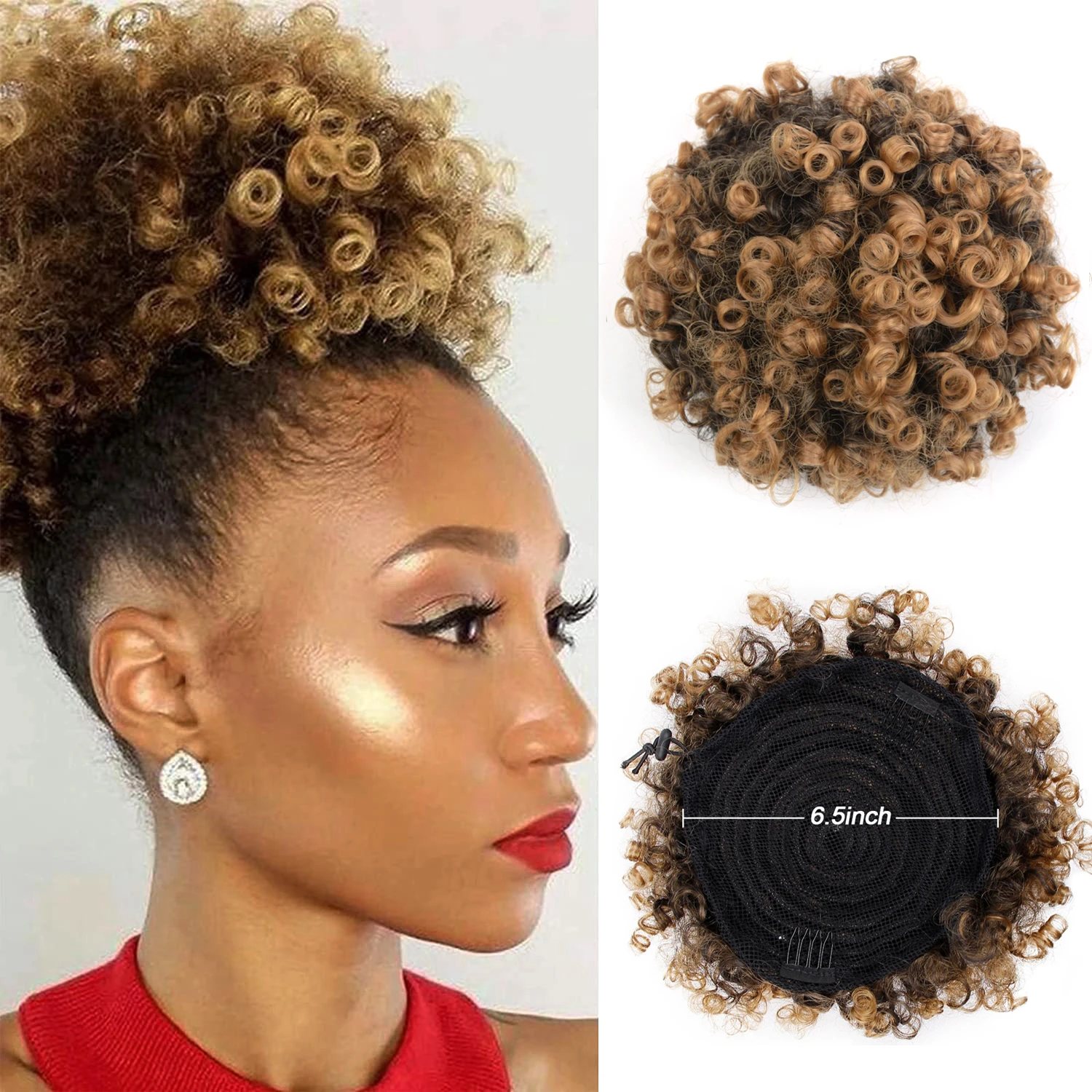Coleta-Afro-rizada-con-cord-n-para-mujer-peluca-sint-tica-coleta-corta ...