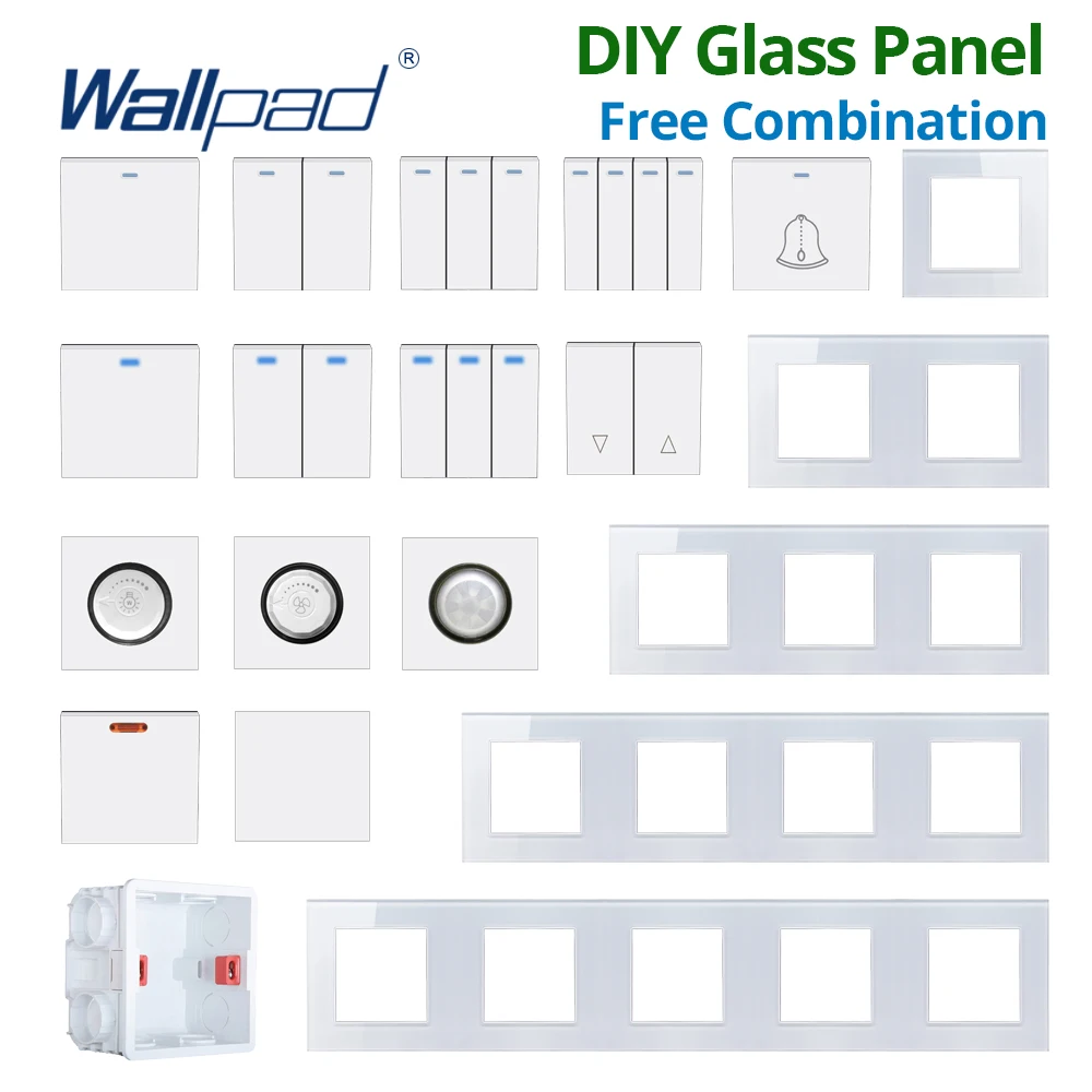 Wallpad White Glass Panel Wall Light Switch Function Key Only DIY Free ...