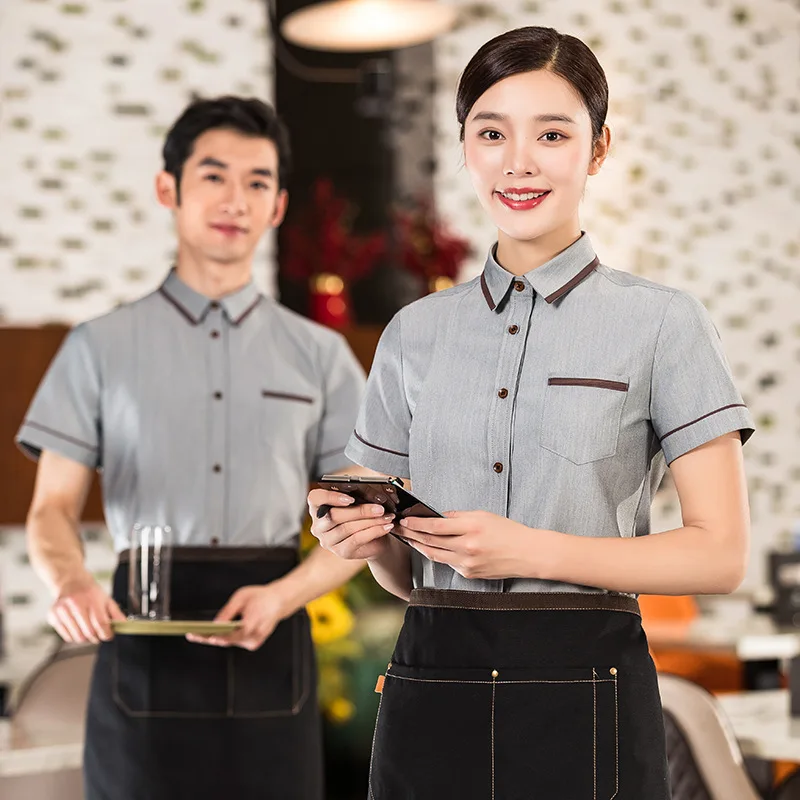 Hot-Pot-Restaurant-Waiter-Workwear-Short-Sleeve-Women-s-Catering-Coffee ...