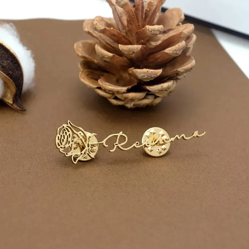 Broche-personalizado-con-nombre-y-letras-Pin-de-solapa-de-flores-de ...