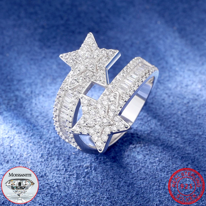 Luxury-Full-Moissanite-Star-Band-Ring-for-Men-Women-925-Sterling-Silver ...
