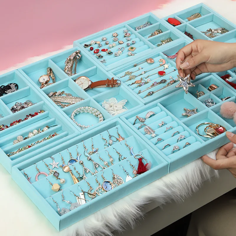 Velvet Box Jewelry Storage Box Makeup Organizer Box Ring Earrings ...