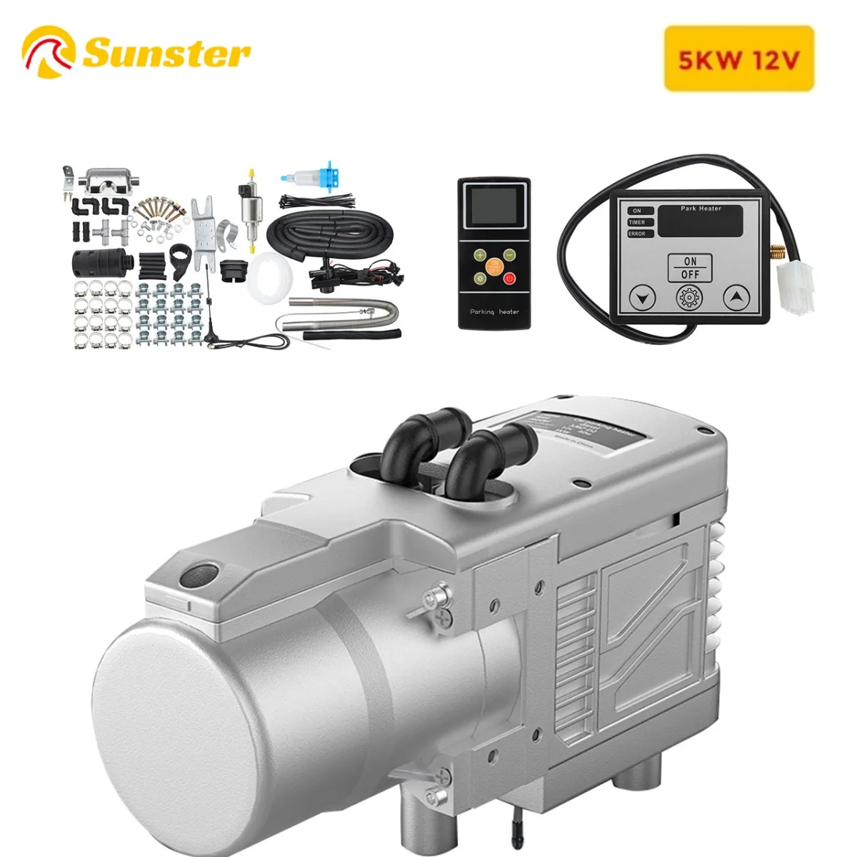 Sunster 12V 5KW gasoline/diesel air heater Water heater with remote ...