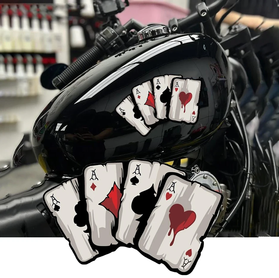 Motorcycle Poker Spades A Pattern Decals Motocross Fuel Tank Cafe Racer ...
