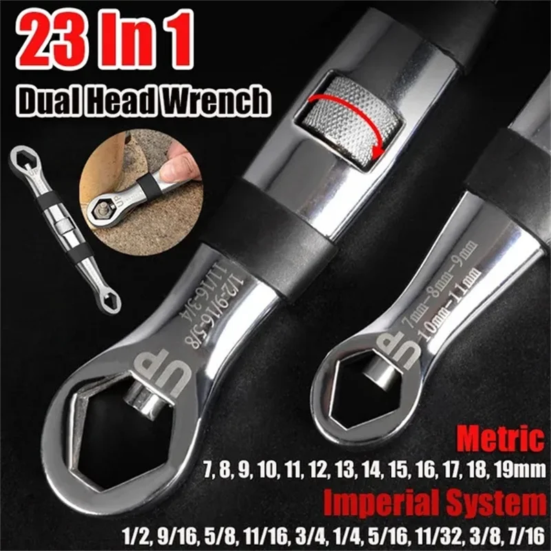 Universal Wrench 23 In 1 Dual Head Imperial Wrench Set Ratchet ...