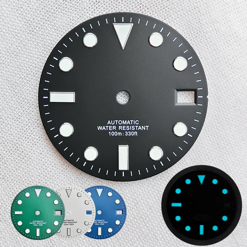 28-5mm-NH35-Watch-Dial-Sterile-Luminous-White-Black-Blue-Green-For ...