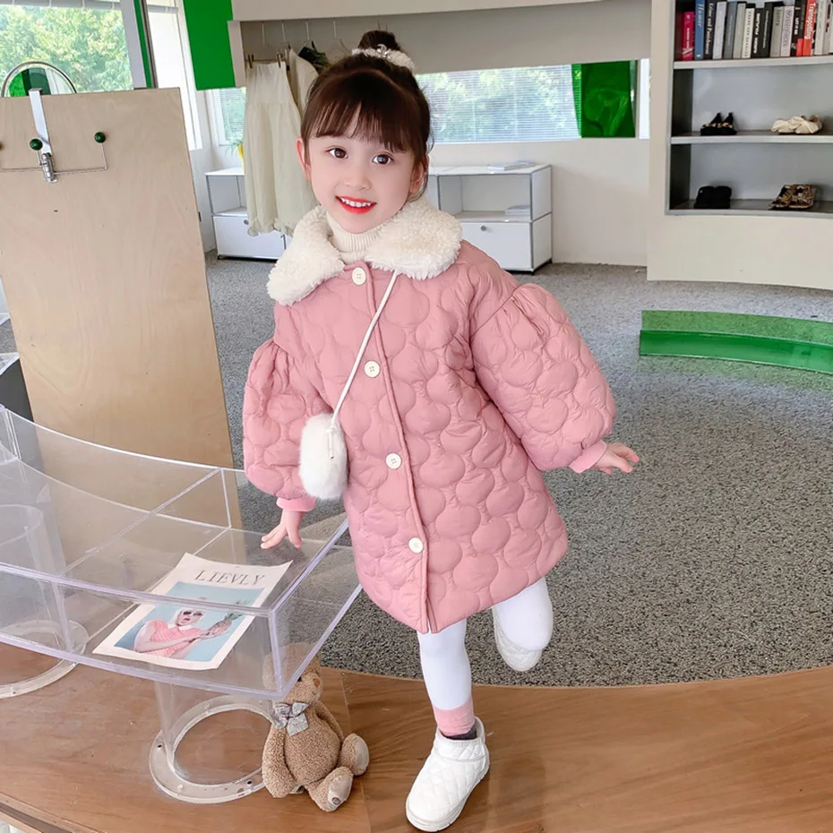 Girls Long Jacket Coat Thick Warm Girl Coat Cotton Padded Children's ...
