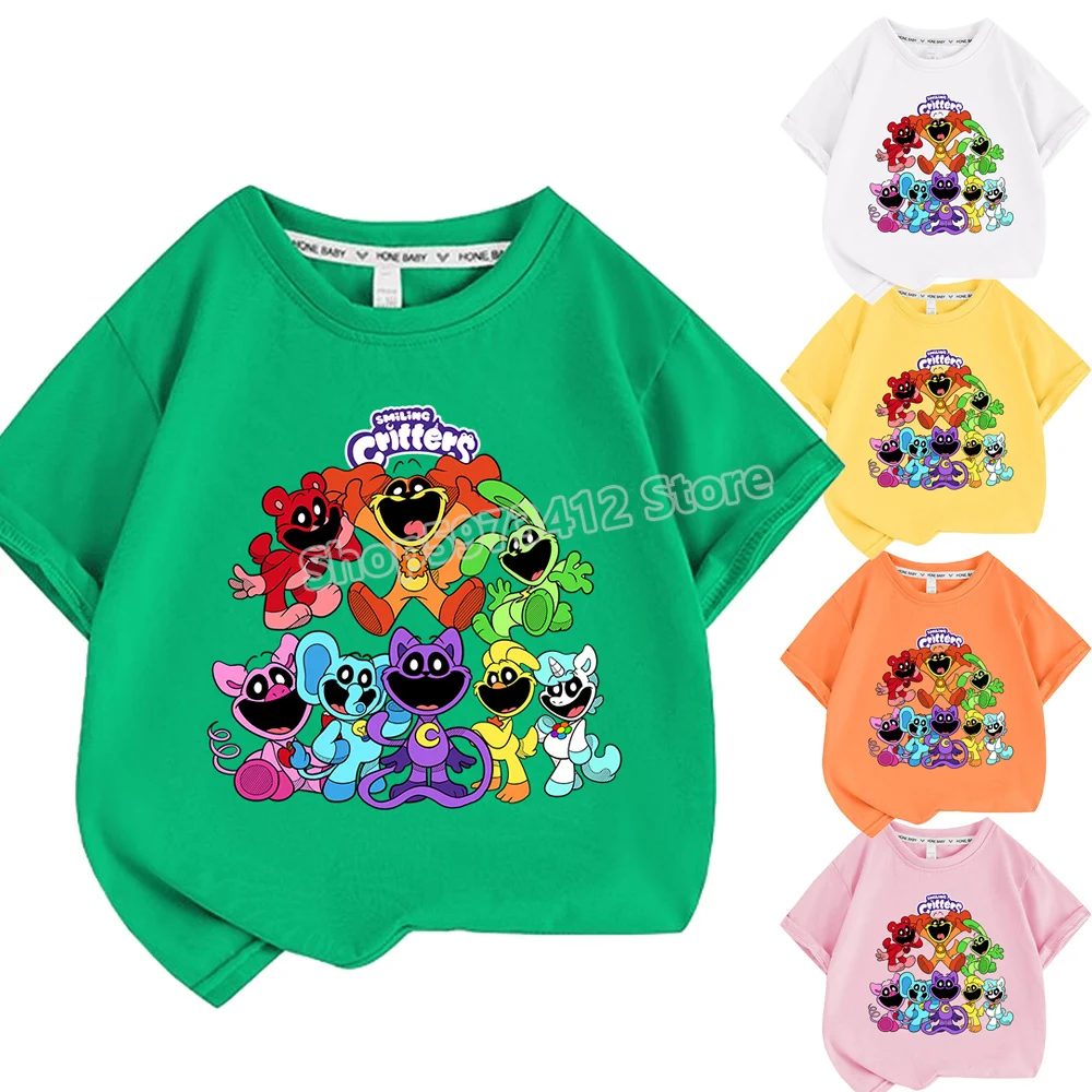 Smiling-Critters-T-Shirt-Children-Cartoon-Kawaii-Casual-Clothes-Game ...