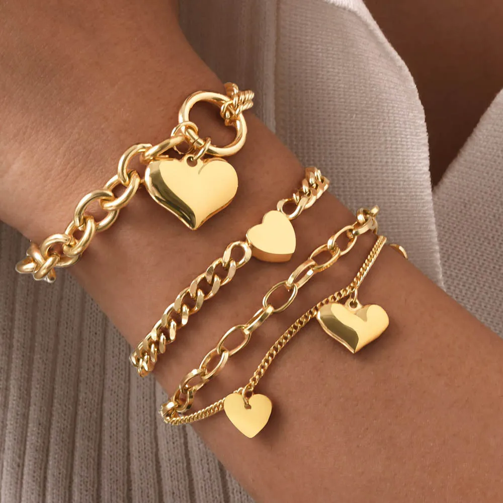 Pulsera de cadena de eslabones cubanos de Miami para mujer, pulseras ...