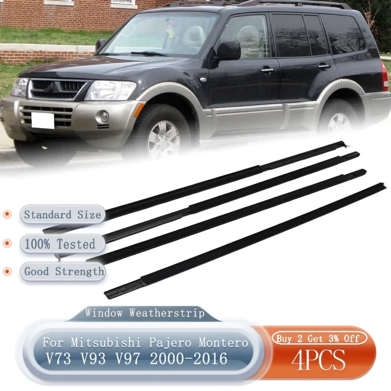 4Pcs Window Glass Weatherstrip Side Door Outer Moulding Trim Sealing ...