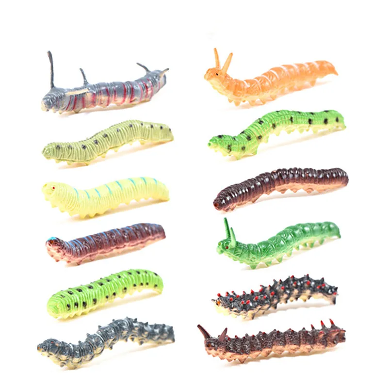 12pcs-Random-Twisty-Worm-Realistic-Fake-Caterpillar-Insect-Educational ...