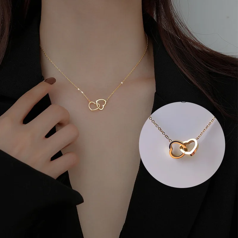 Gold Color Love Necklace Fashion Chains Clavicle Pendent Korean Simple ...