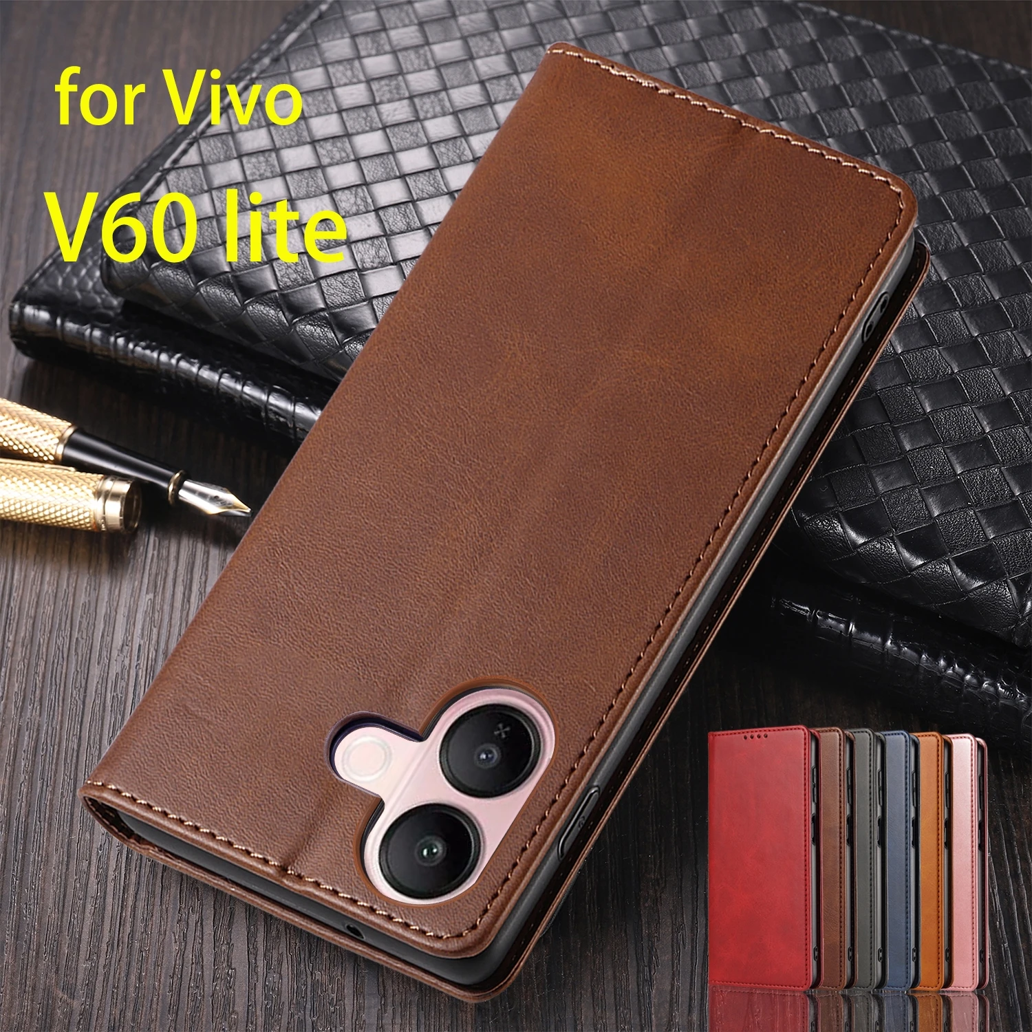 Leather Case for Vivo V60 lite 4G 5G Global EUR RUS Flip Case Card ...