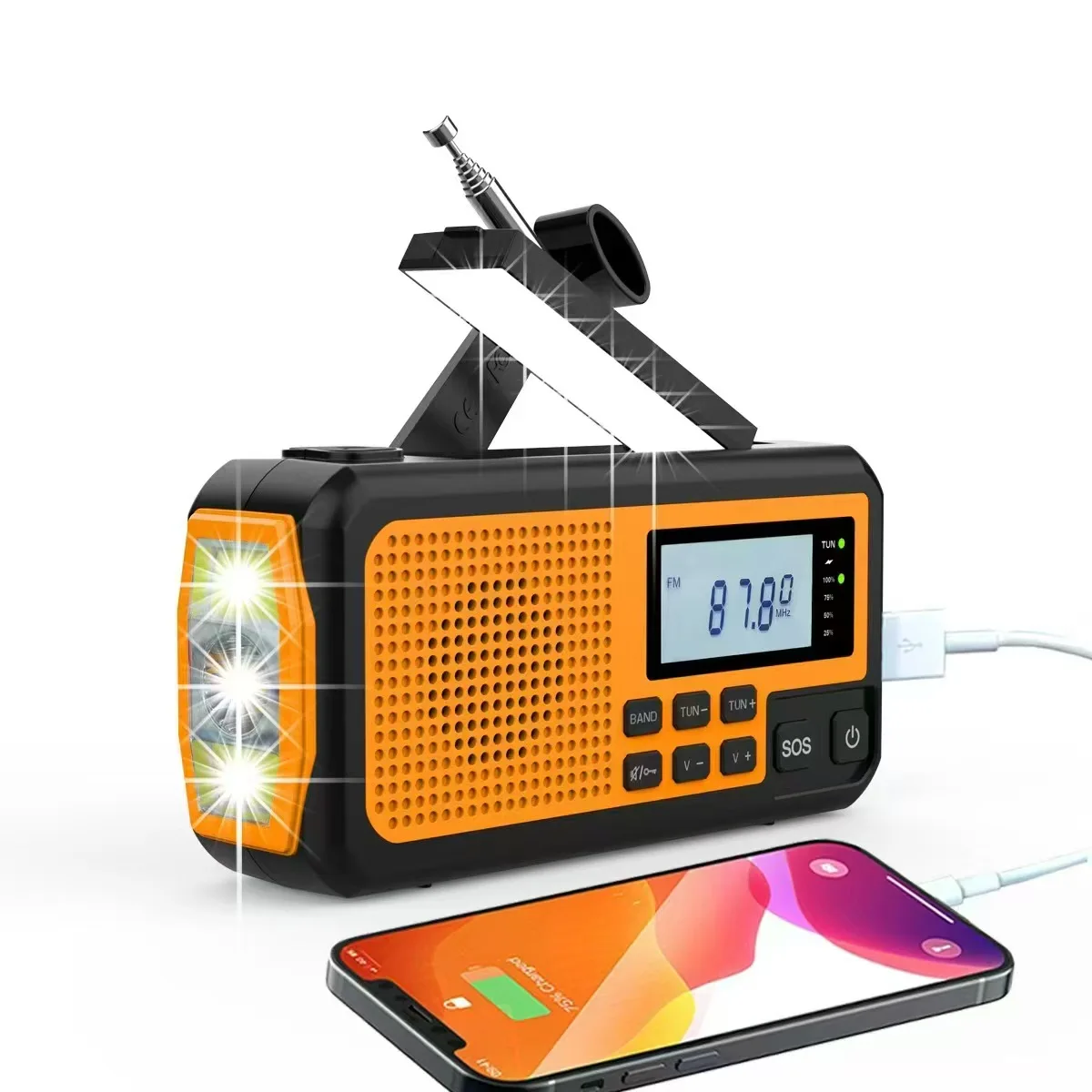 For Spanish Christmas Gift Emergency Solar Power Radio Hand Crank ...
