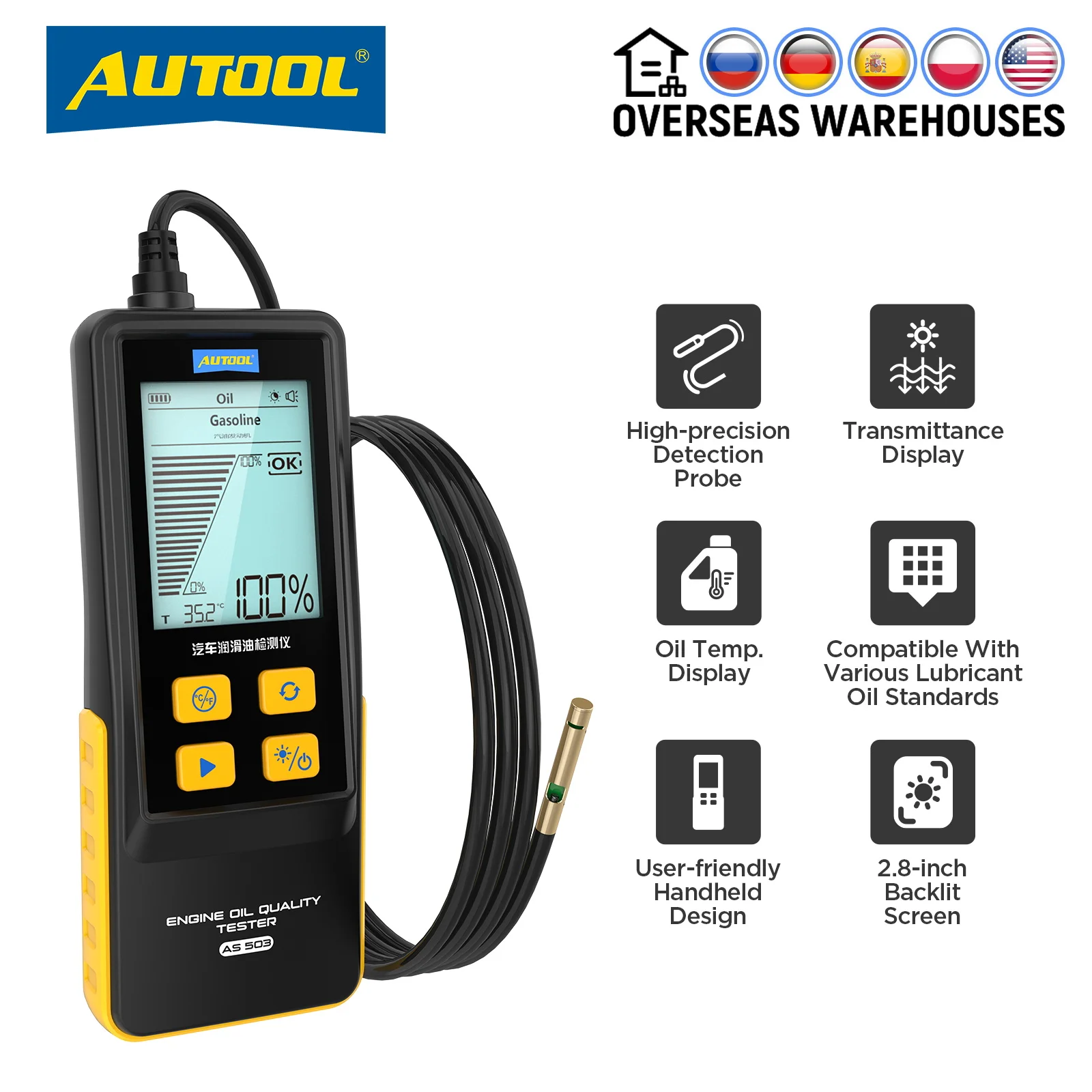 Oil Test Kit AUTOOL AS503 Car Engine Oil Tester Transmittance Of Petrol ...