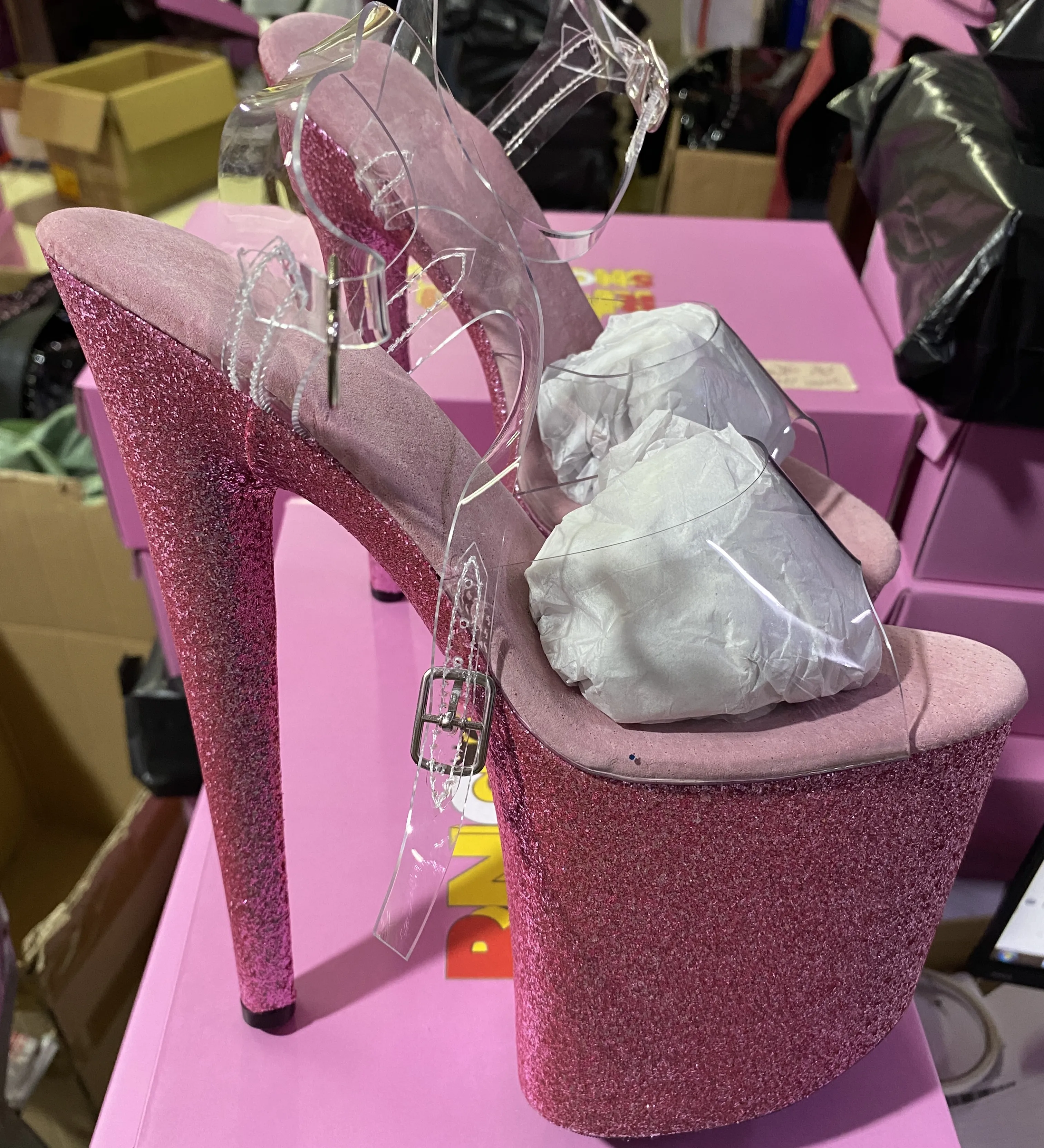 Sexy-rose-red-flashing-waterproof-platform-stiletto-heels-20cm-high ...