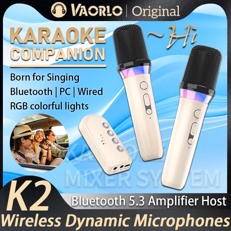 VAORLO-DS-K2-Karaoke-Companion-Bluetooth-Wireless-Moving-Coil-Microphone-RGB-Light-KTV-DSP-Mixer ...
