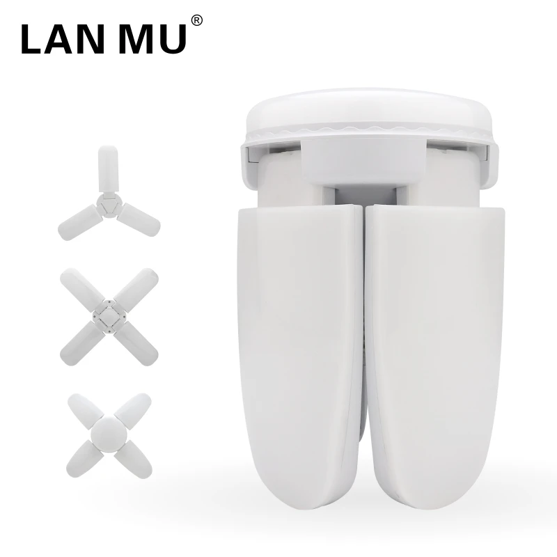 E27 LED Folding Fan Bulb 28W 45W 60W LED Light Bulb AC 220V Foldable ...