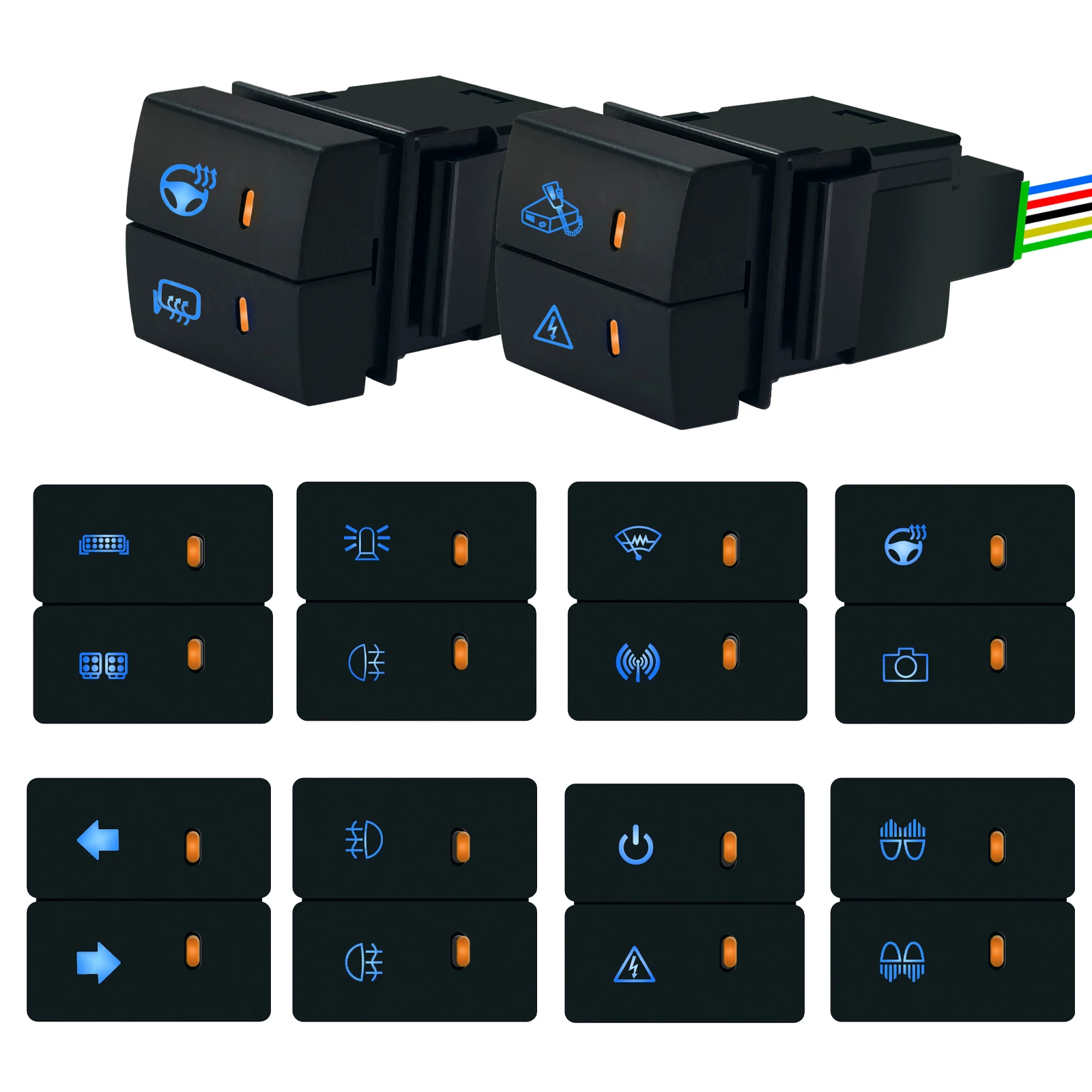 Car Push Switch Dual Button 12V Power LED Switch 23mm for Toyota Hiace ...