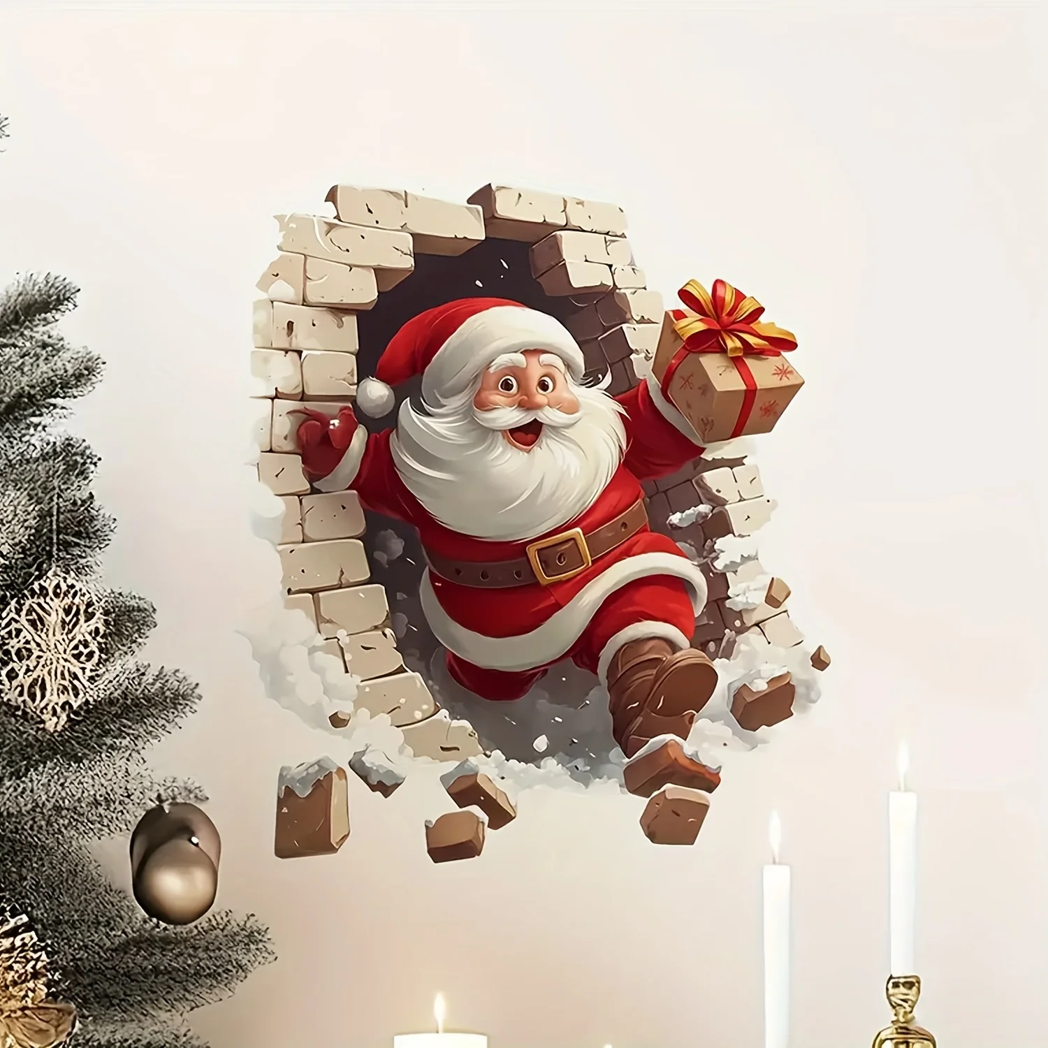 1pc 2D Santa Claus Wall Decal Removable PVC Christmas Sticker Living ...