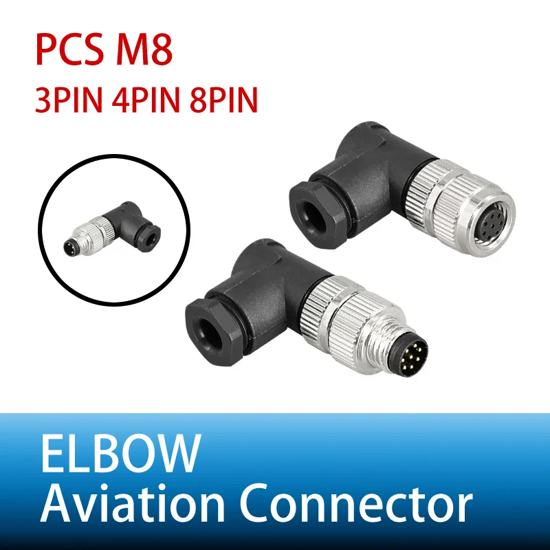 5-20-100PCS-M8-3PIN-4PIN-8PIN-ELBOW-Aviation-Connector-Male-Female ...