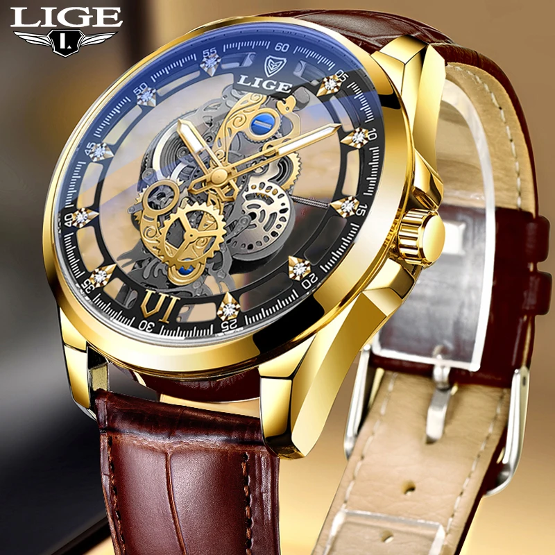 Hollow out Mens Quartz Watches Brand Luxury Casual Fashion Men's Watch ...