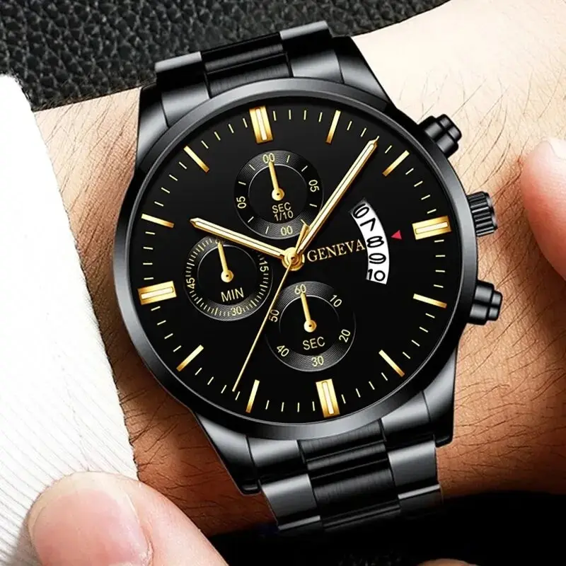 Fashion-Men-Stainless-Steel-Watch-Luxury-Calendar-Quartz-Wrist-Watch ...