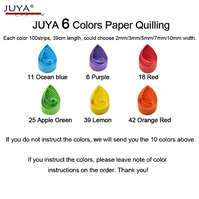 JUYA Paper Quilling 60 Single Colors, can choose color, 390mm Length, 2 ...