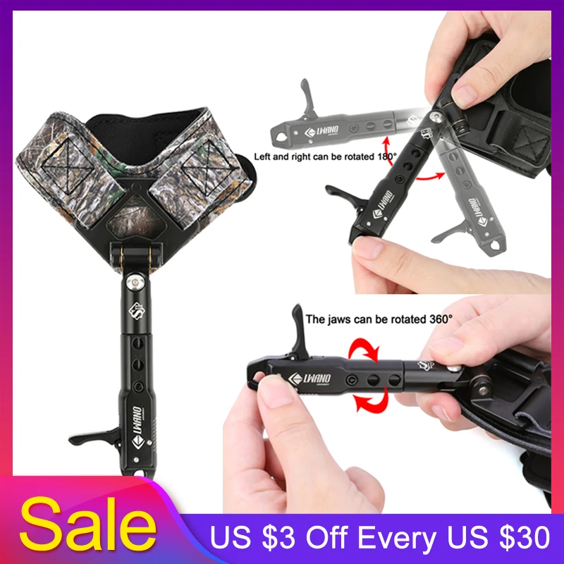 Archery Compound Bow Wrist Release Jaws 360° Rotate Jaws Automatically ...