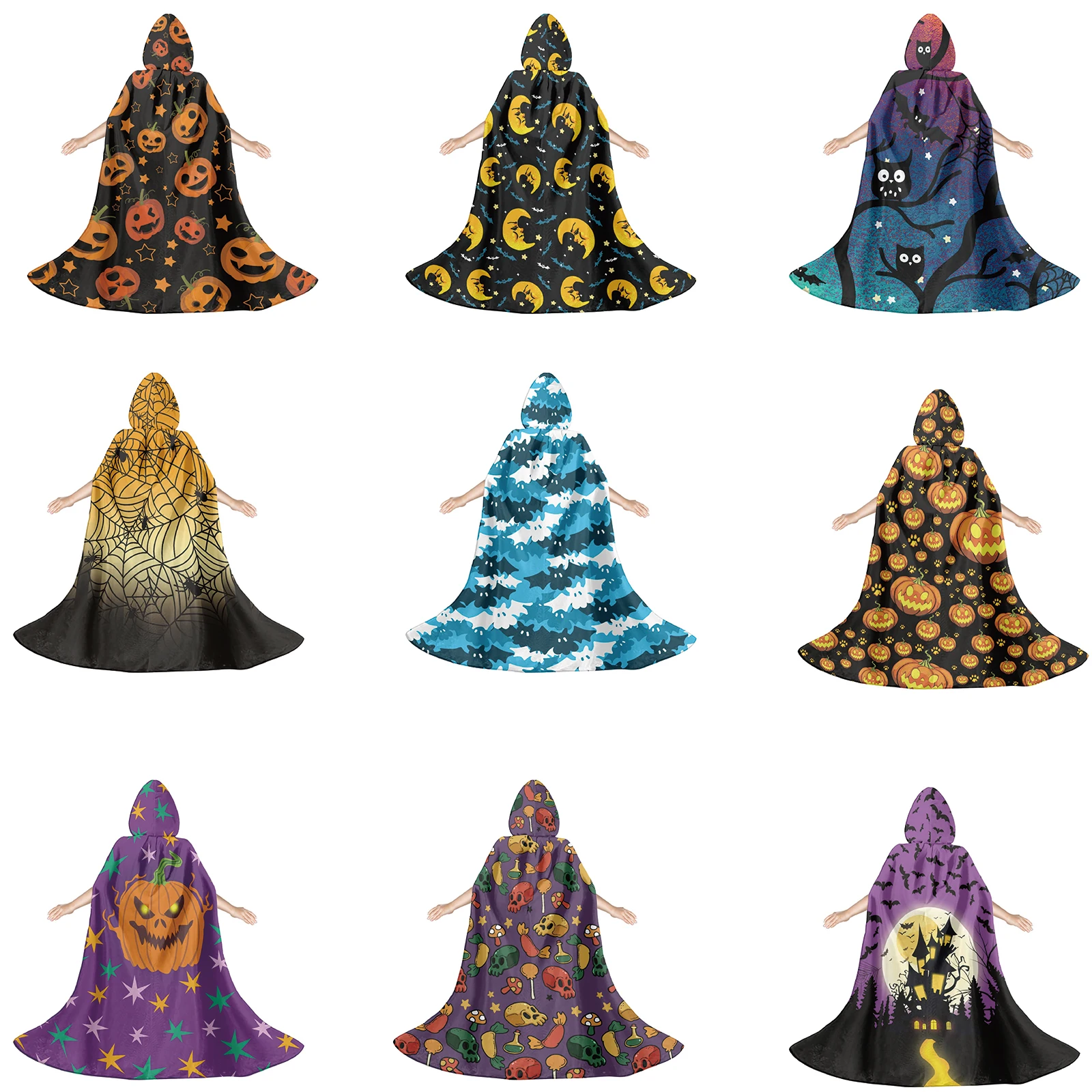 Scary-Prints-Cosplay-Costume-for-Kids-Halloween-Fancy-Cape-Boo-Ghost ...