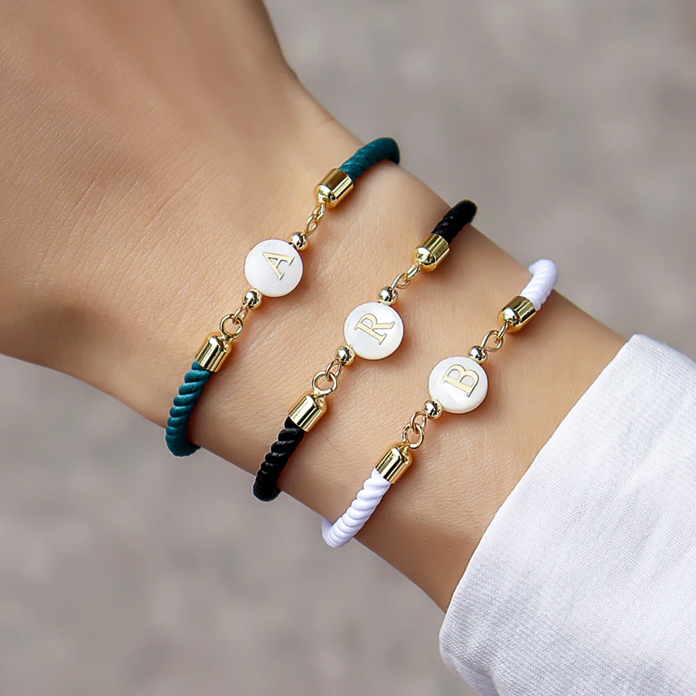Pulsera-con-letras-iniciales-de-A-Z-para-mujer-brazalete-de-cuerda ...