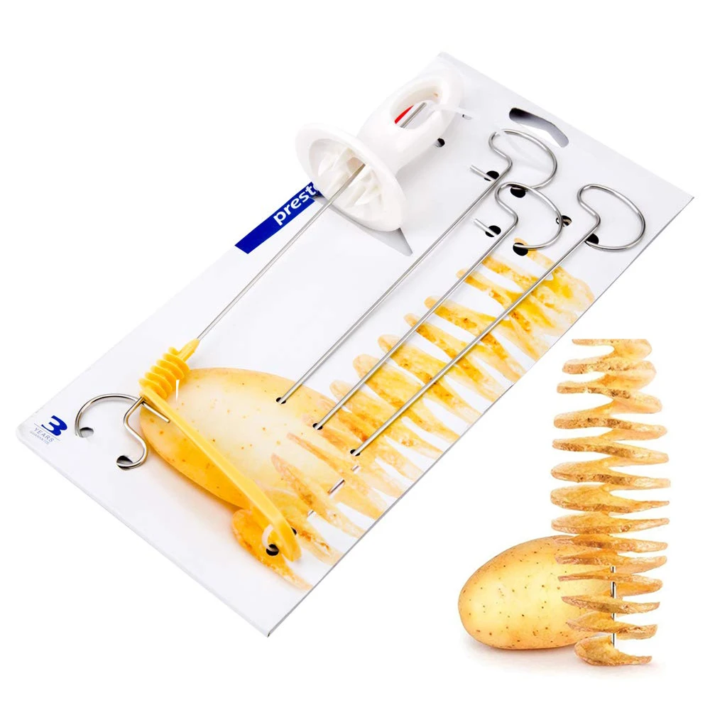 Stainless Steel Potato Spiral Slicer Manual Cutter Screw Chips Reusable ...