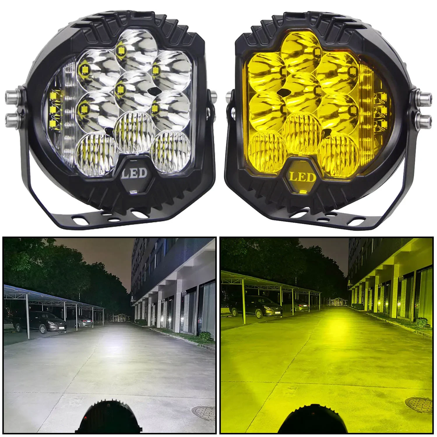 5-7-8-In-LED-Work-Light-Amber-White-Led-Fog-Driving-Combo-Lights-Bar ...