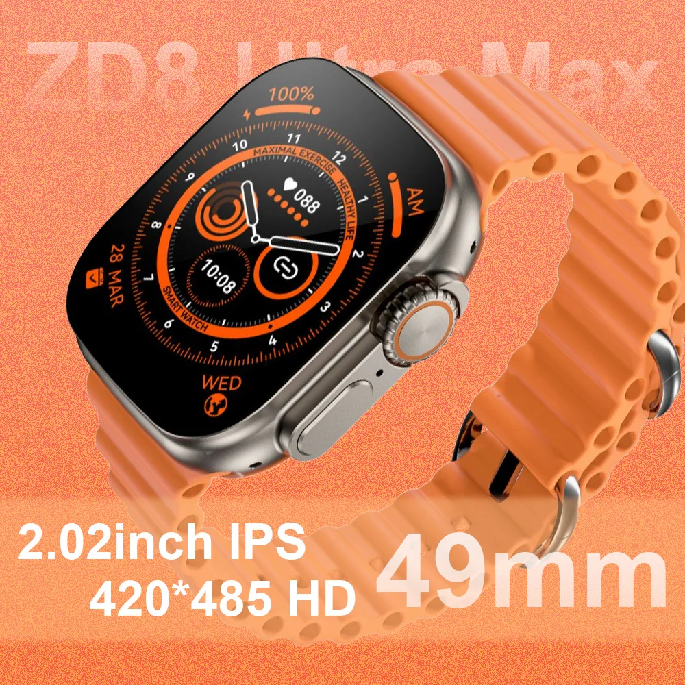 Relógio smartwatch zd8 ultra max série relógio inteligente ecg nfc pulseira de fitness à prova ...