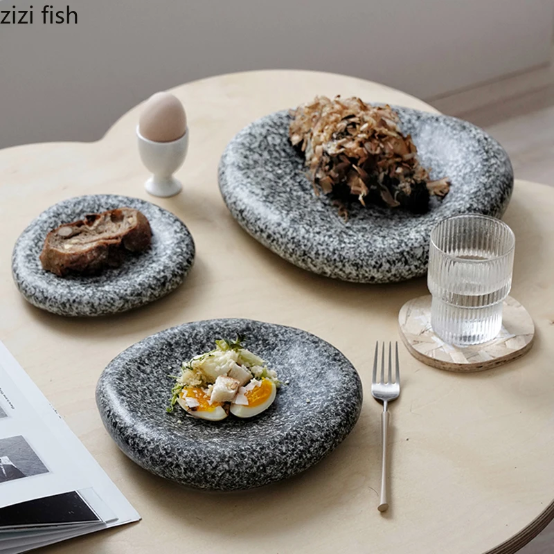 Irregular-Shape-Ceramic-Pastry-Bread-Plate-Sushi-Steak-Plate-Creative ...