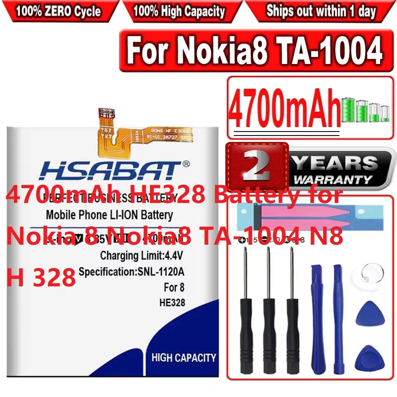 HSABAT 4700mAh HE328 High Capacity Battery for Nokia 8 Nokia8 TA-1004 ...