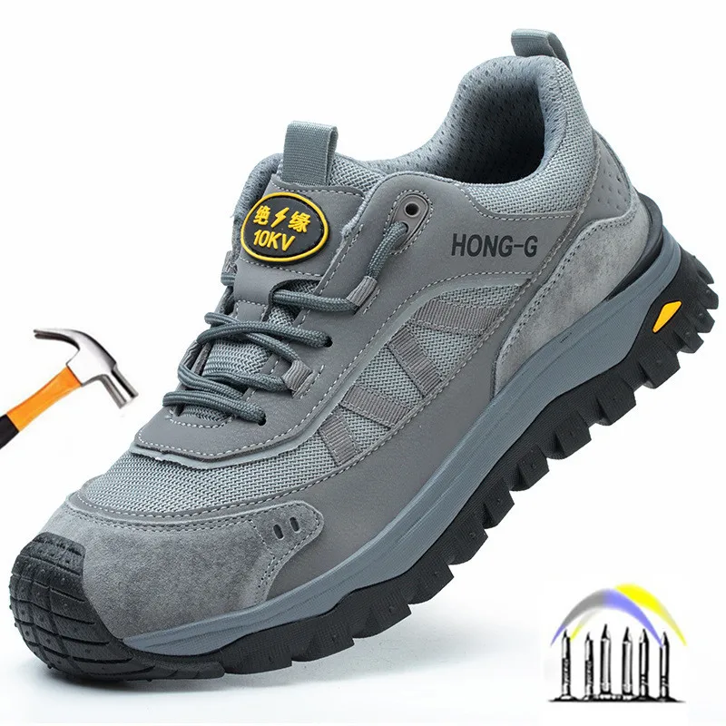 insulated safety shoes plastic toe cap work shoes men anti slip work ...