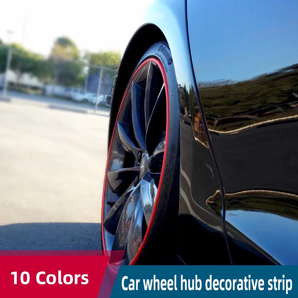8 Meters Car Bumper Decorative Strip Red Wheel Hub Ring Moulding Trim ...