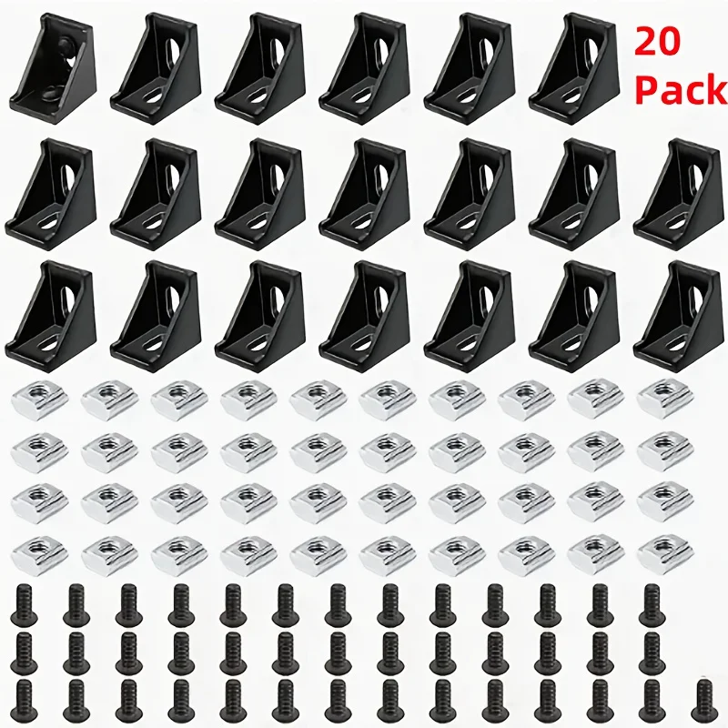 20 Sets of Aluminum Corner Brackets, Aluminum Profile Connectors, T ...