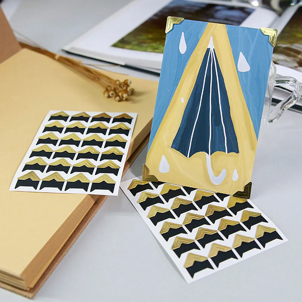 24PCS Corner Stickers DIY Vintage Corner Kraft Paper Stickers Scrapbook ...